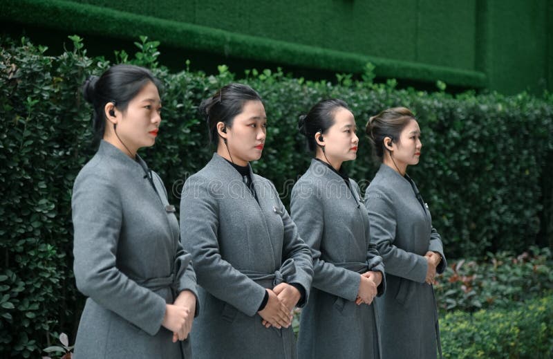 Chinese Waitress Standing Practice Editorial Photo - Image of waitress ...