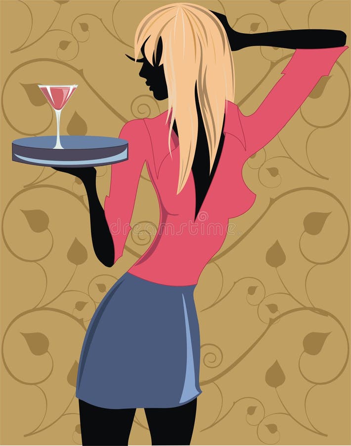 Waitress with cocktail stock vector. Illustration of girl - 4165507