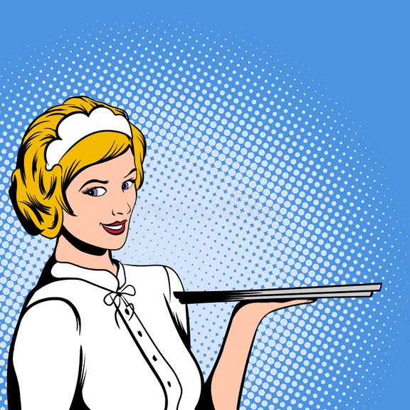 Waitress comics woman stock illustration. Illustration of people ...