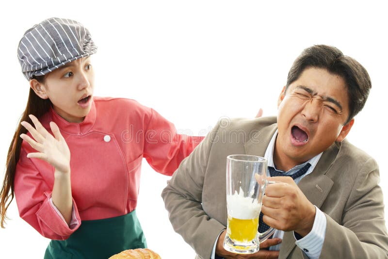 Waitress and Drunk Customer Stock Image - Image of excitement, beer ...