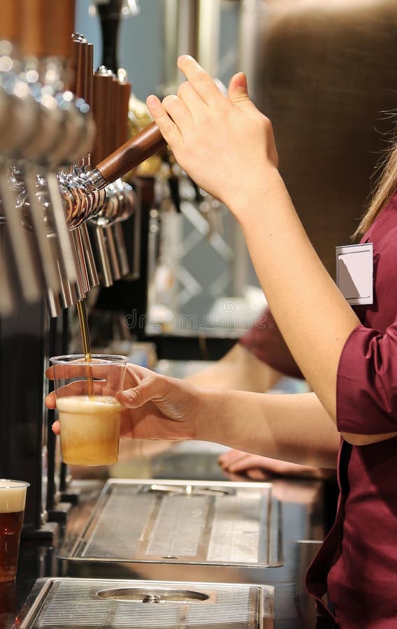 Waitress Fill the Bush of Cold Beer Stock Photo - Image of buffett ...