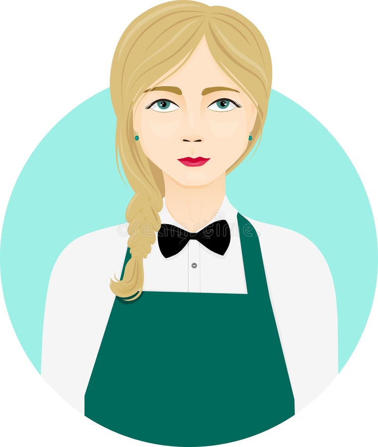 Waitress Girl in the Circle Stock Vector - Illustration of character ...