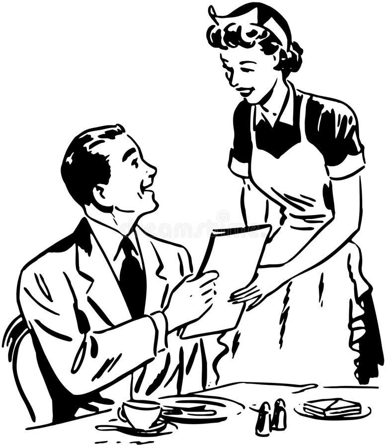 Waitress Handing Out Menu stock vector. Illustration of menus - 42093918