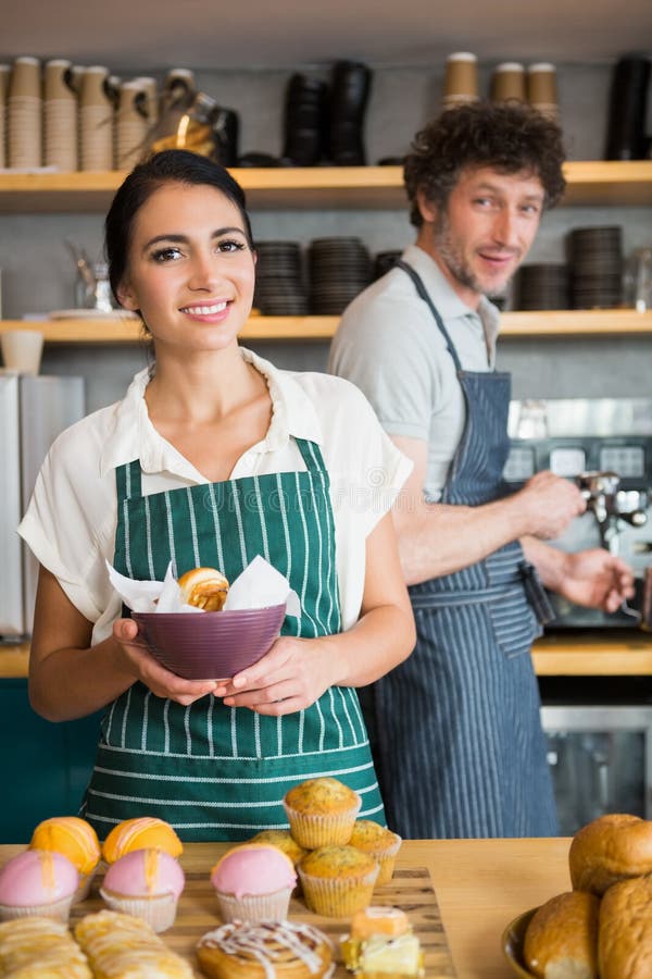 Portrait of Waiter and Waitress Smiling Stock Photo - Image of ...