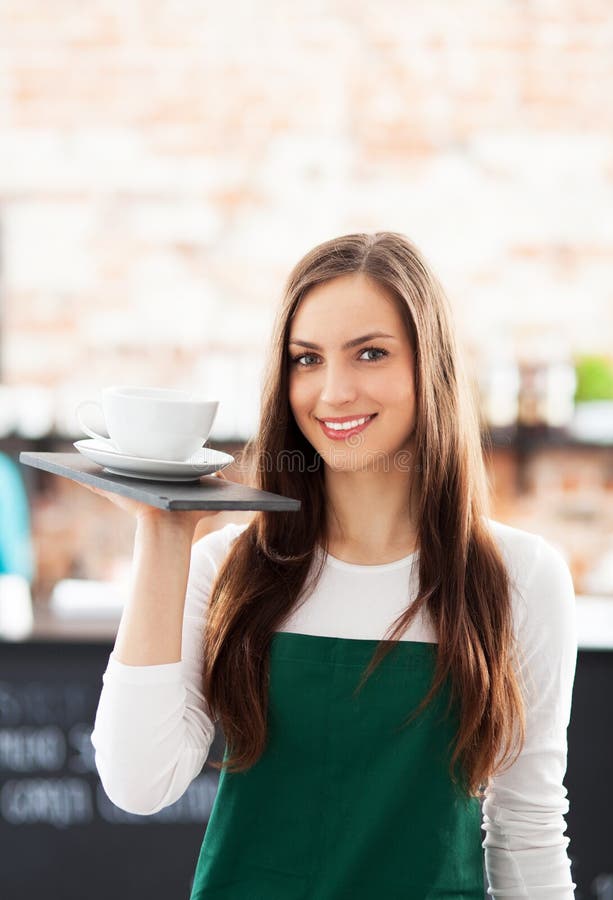Portrait of Waitress in Cafe Stock Photo - Image of female, owner: 29912862