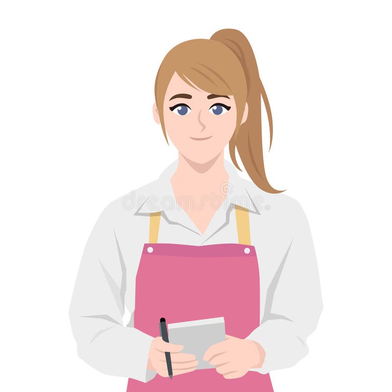 Waitress Holding a Pen and Notepad Taking Order Stock Illustration ...