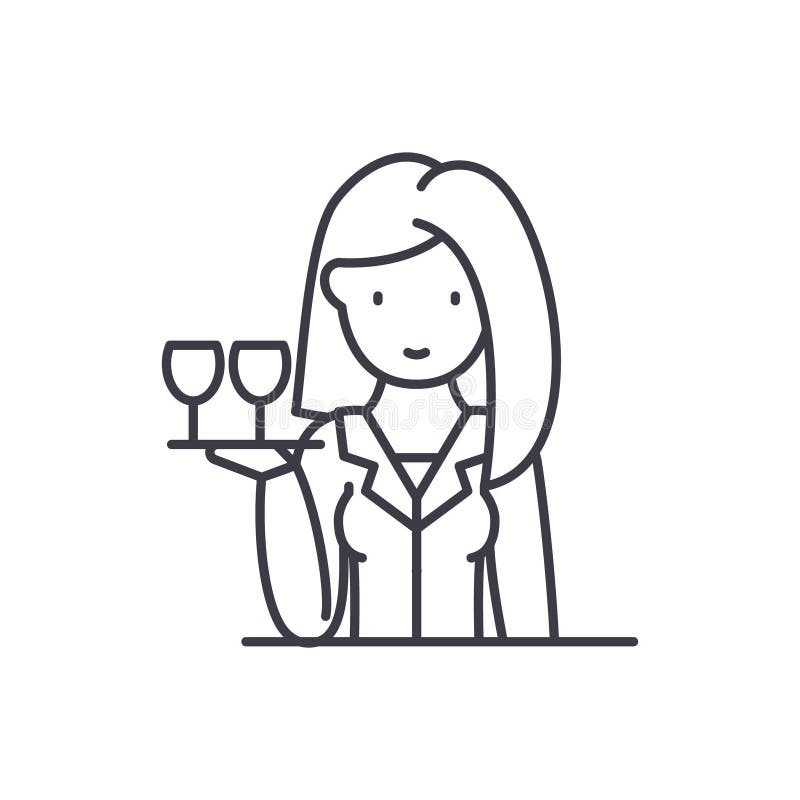 Waitress Linear Icon. Modern Outline Waitress Logo Concept on Wh Stock ...