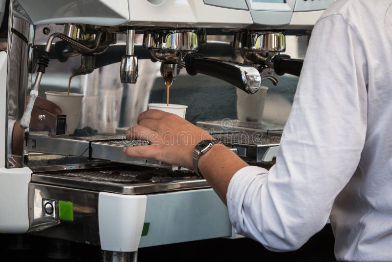 Waitress Preparing Espresso Coffee in Restaurant Stock Photo - Image of ...