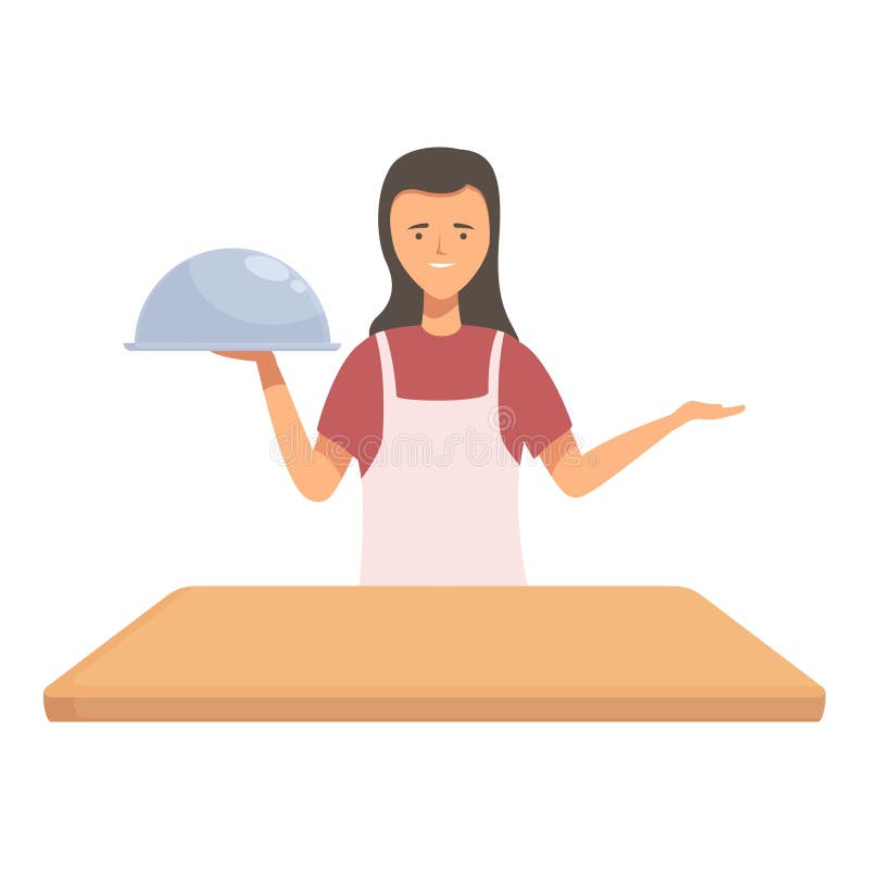 Waitress Presenting Dish at Table Stock Vector - Illustration of ...