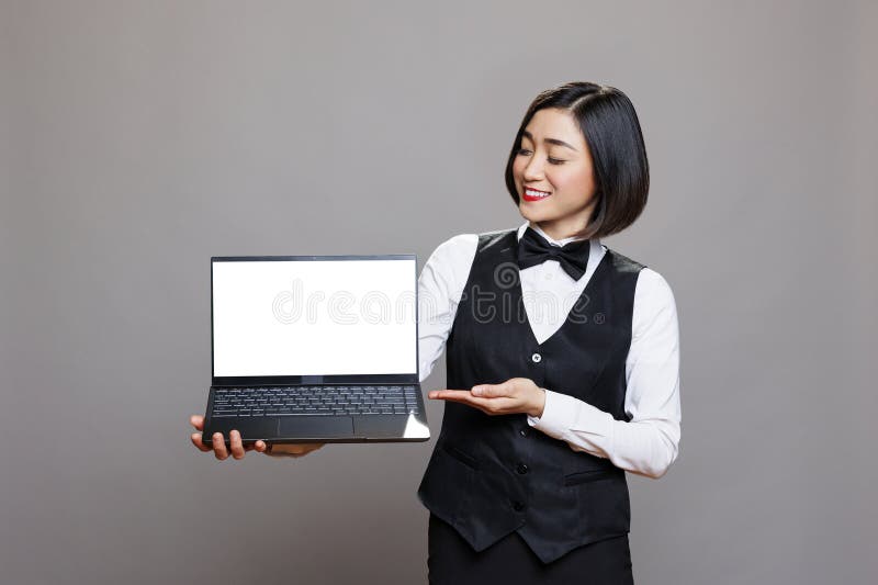 Waitress Presenting the Menu To a Guest in Restaurant Stock Image ...