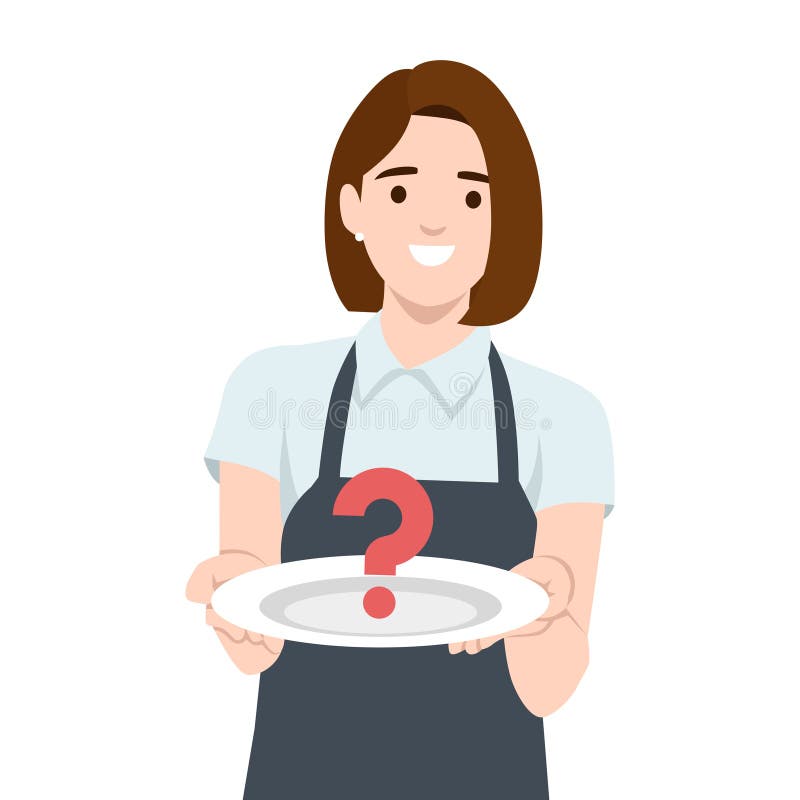 Waitress Presents an Empty Plate with a Question Mark, Hinting at a ...