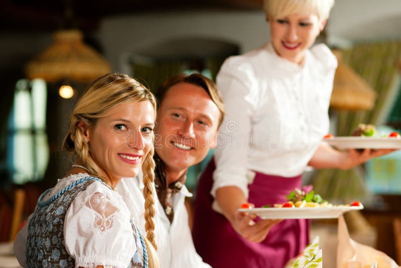Waitress Serving an Bavarian Restaurant Stock Photo - Image of adult ...