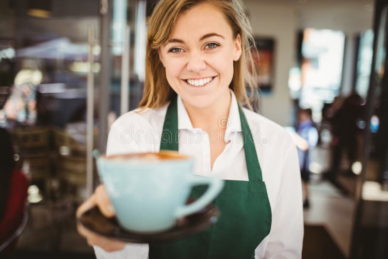 Waitress Serving a Cup of Coffee Stock Photo - Image of lifestyle ...