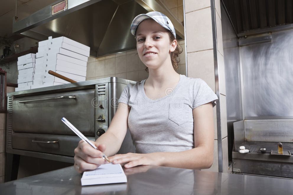 Waitress Taking Order in a Fast Food Restaurant Stock Image - Image of ...