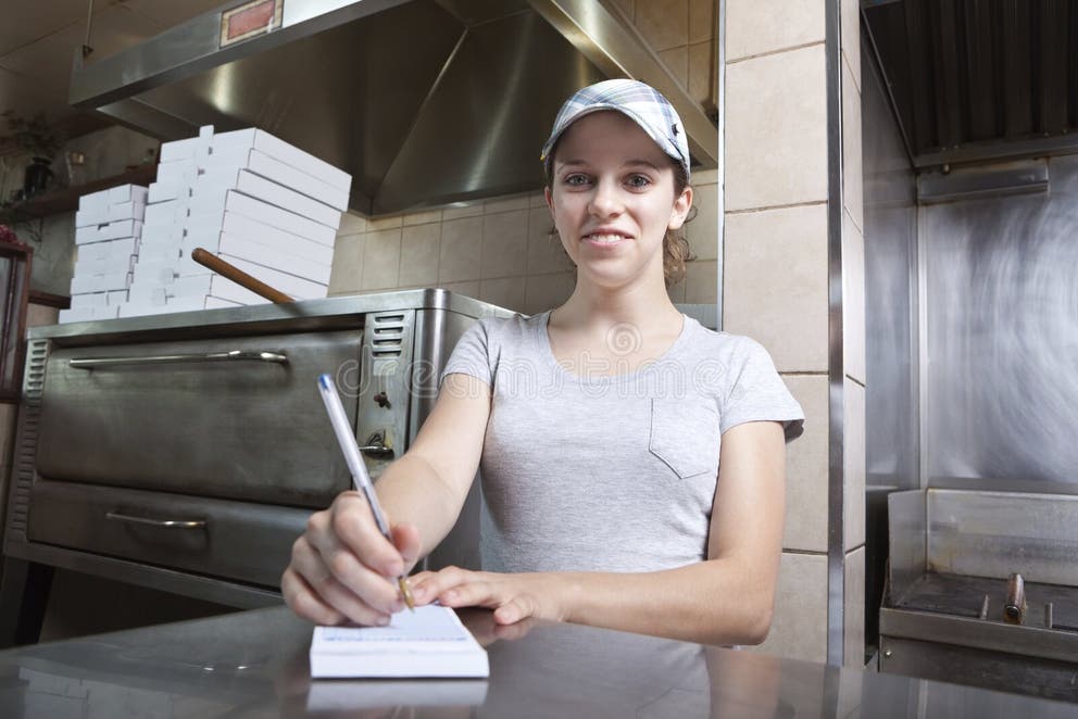 Waitress Taking Order in a Fast Food Restaurant Stock Image - Image of ...