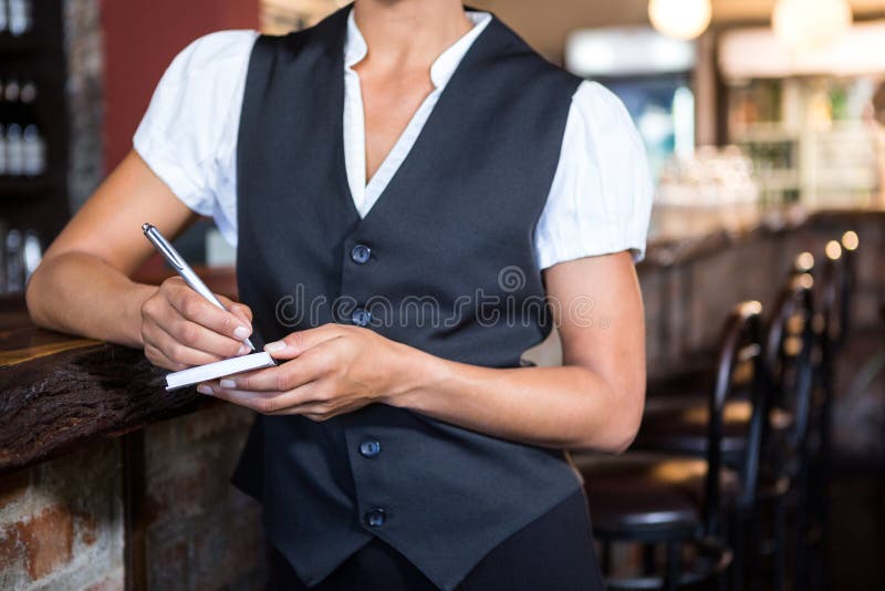 Waitress Taking Order on a Notebook Stock Image - Image of cafe, drink ...