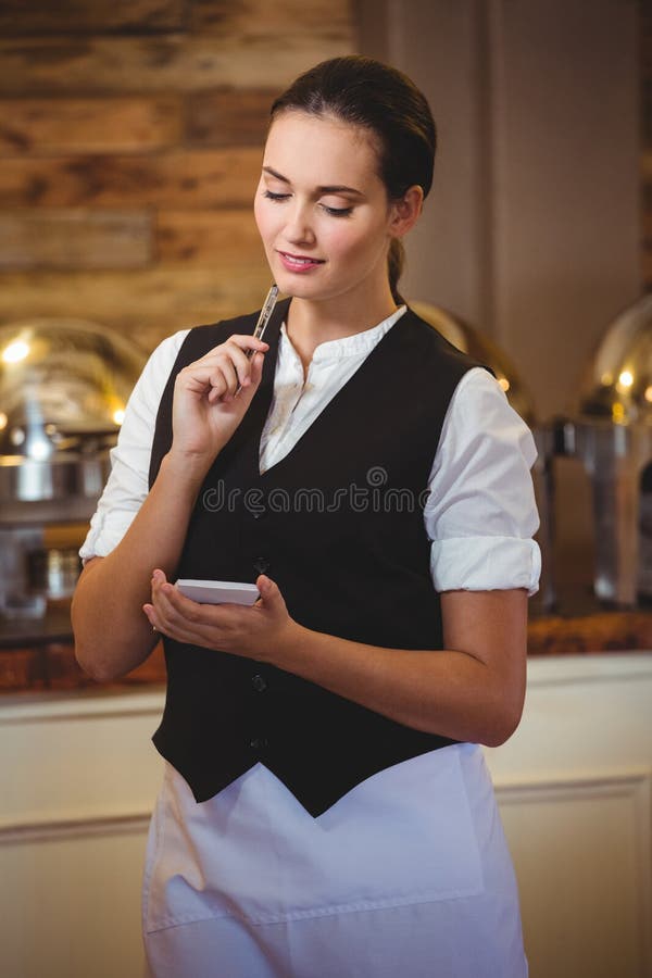 Waitress Taking Order on a Notebook Stock Photo - Image of happy ...