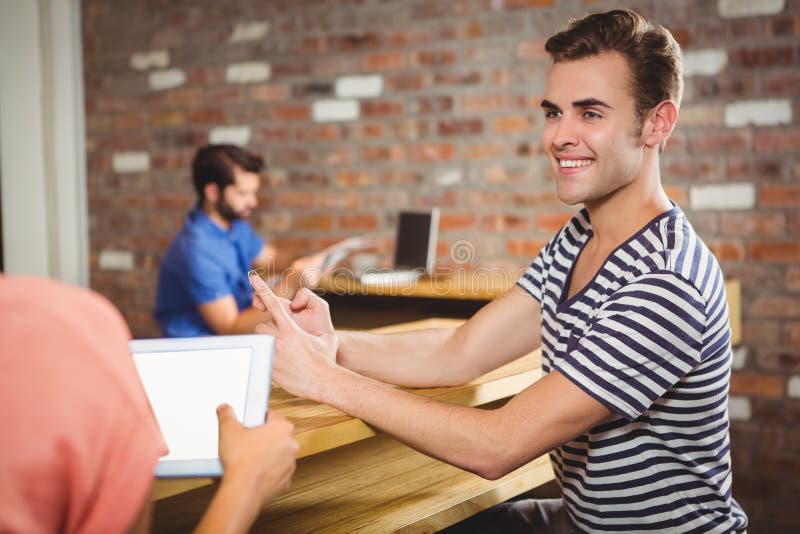 Waitress Taking Order with a Tablet Stock Photo - Image of attractive ...