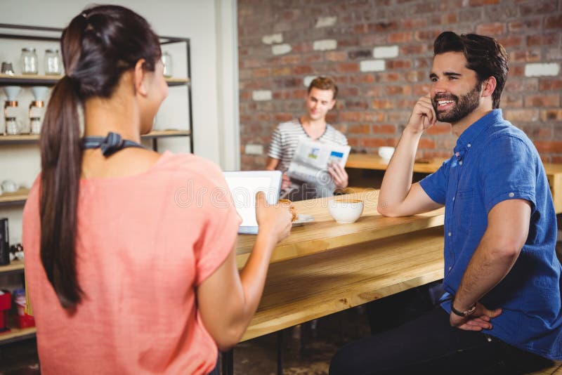 Waitress Taking Order with a Tablet Stock Image - Image of digital ...