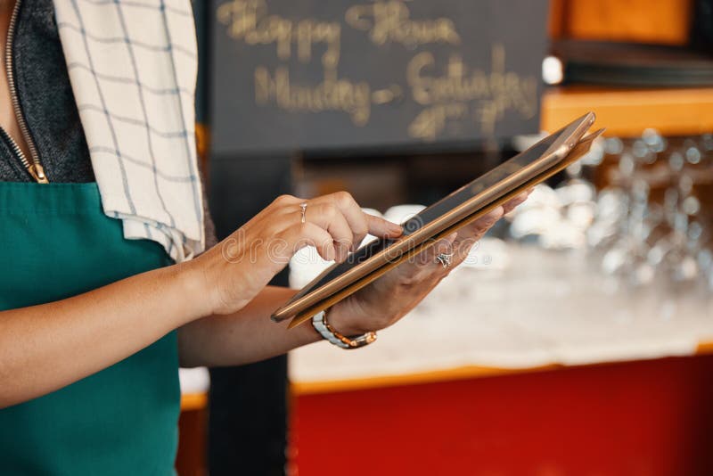 Waitress with Digital Tablet Stock Image - Image of tablet, staff ...
