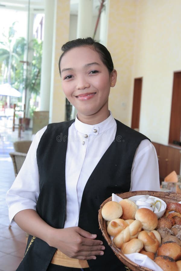Waitress at work stock image. Image of hotel, breads, hospitality - 7773803