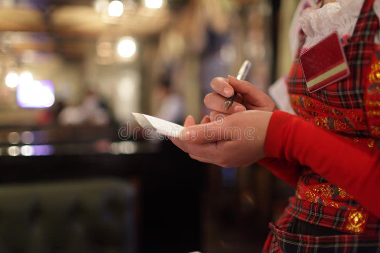 Waitress writing order stock photo. Image of choice, waiter - 23994818