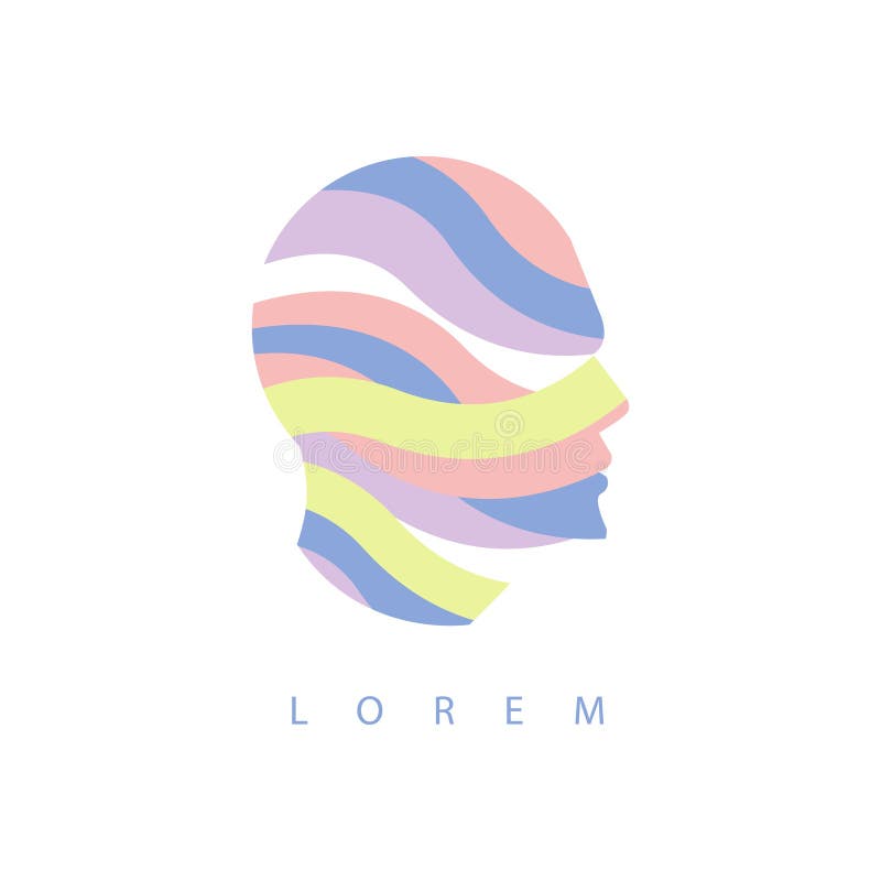 Waivy Stripes Inside Human Head Abstract Design Pastel Icon Stock ...