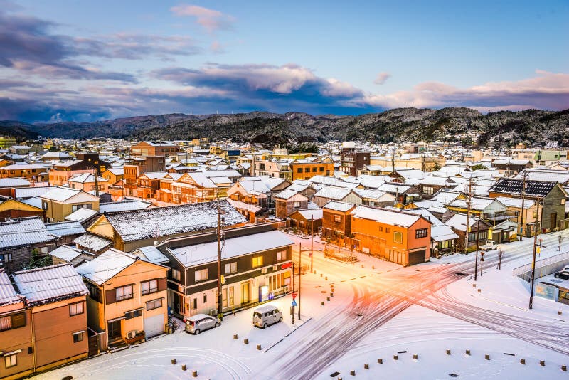 Wajima Japan stadhorisont fotografering för bildbyråer. Bild av morgon ...