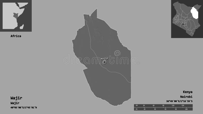 Wajir, County of Kenya, on White. Administrative Stock Illustration ...