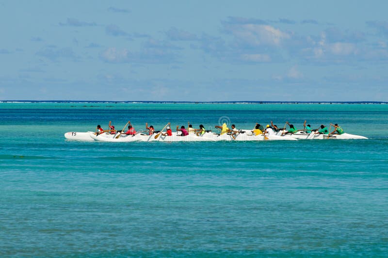 Vaka or Canoe Race in Aitutaki, Cook Islands Editorial Photography ...