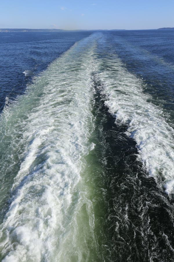 Wake Behind Departing Cruise Ship from Kerkyra on Island of Corfu Stock ...