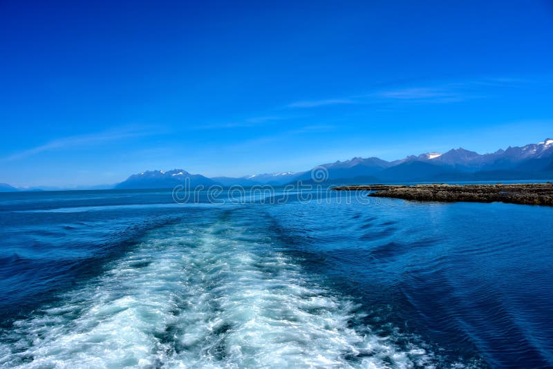 Wake Behind Ship in Juneau Alaska. Stock Image - Image of alaska ...