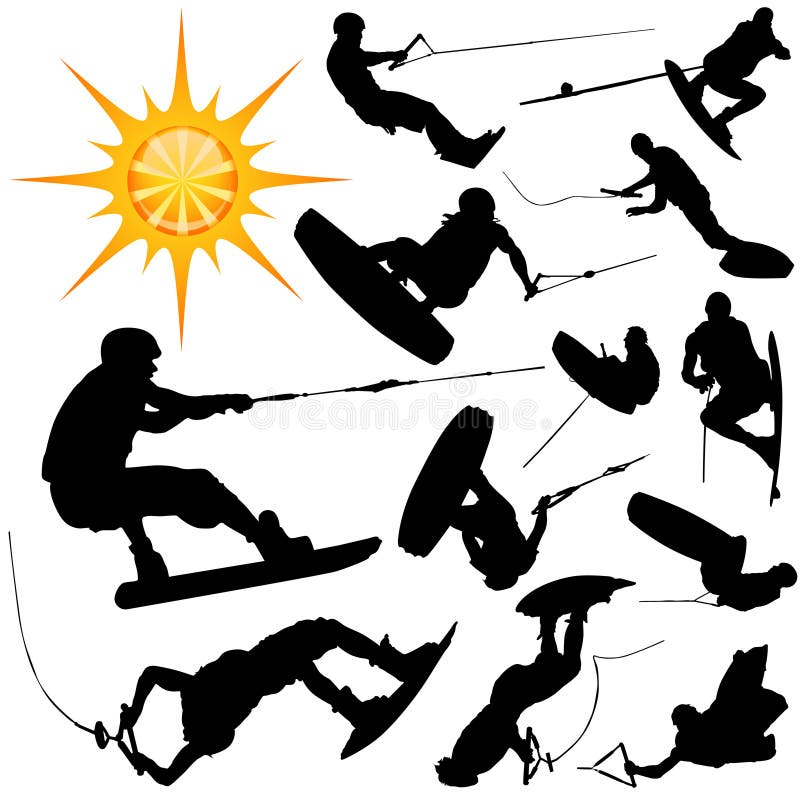 Wake boarding vector stock vector. Illustration of jump - 9061079