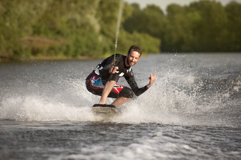 Wake Bord Rider Having the Fun Stock Image - Image of active ...