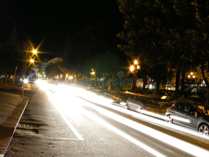 Wake of the car lights. stock image. Image of wake, tarmac - 22503445