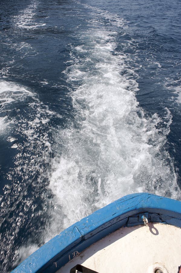 The Wake Left by a Motorboat in Navigation. Sailing. Stock Photo ...
