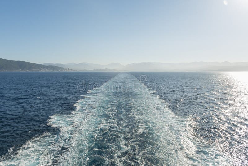 Wake Line Behind a Boat from the Ship S Deck. Stock Image - Image of ...