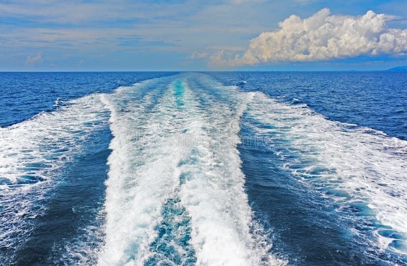 Wake Pattern Generated by a Small Boat. Stock Image - Image of sign ...