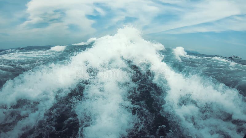 Wake Trail Behind a Powerful Motor Boat. Slow Motion Stock Video ...