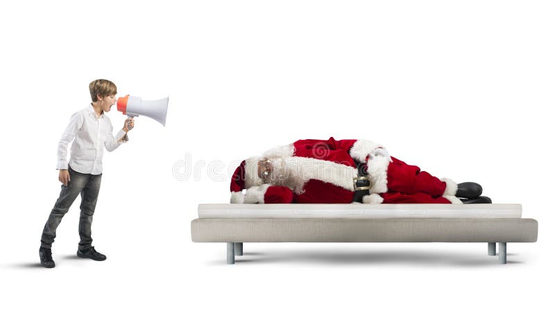 Wake up asleep Santa Claus stock image. Image of shout - 35392123