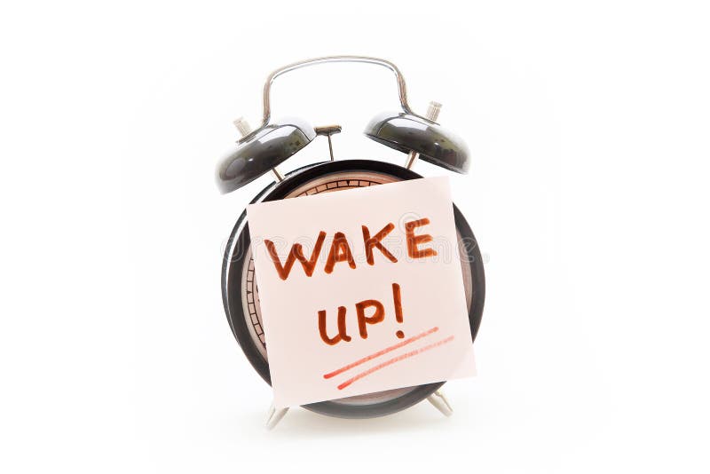 Wake Up Call Concept Alarm Clock Adhesive Note Stock Photos - Free ...