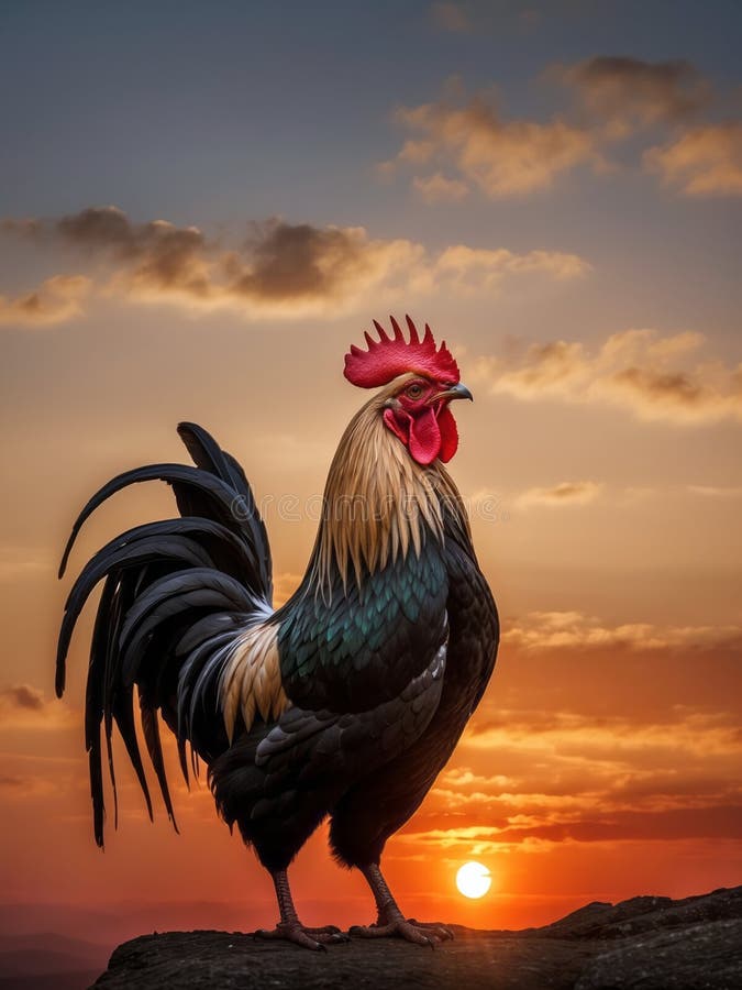 The Wake-up Call by the Rooster, Created with Generative AI Technology ...