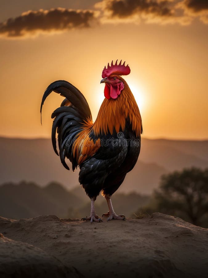 The Wake-up Call by the Rooster, Created with Generative AI Technology ...