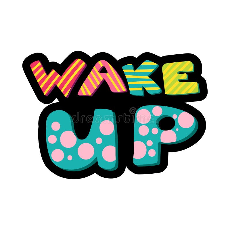 Wake Up Lettering Stitched Frame Illustration Stock Illustration ...