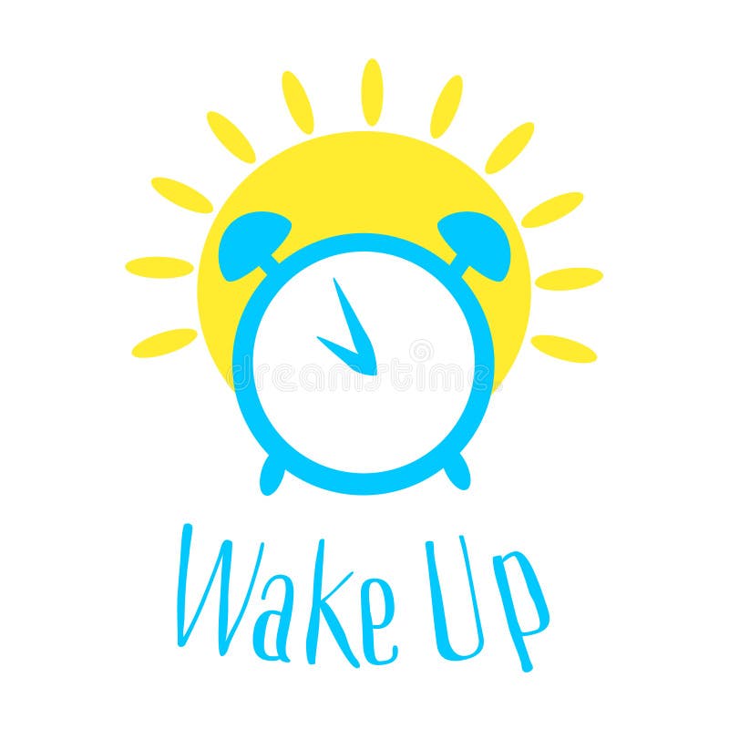 Wake Up Poster with Alarm Clock and Sun. Vector Illustration Stock ...