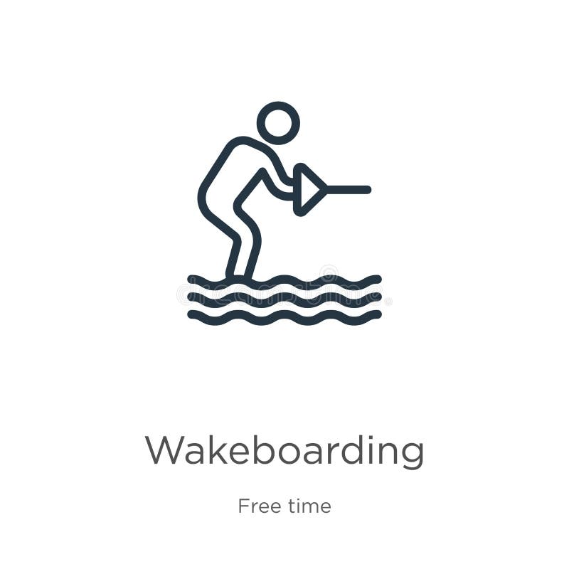 Wakeboarding Outline Vector Icon. Thin Line Black Wakeboarding Icon ...