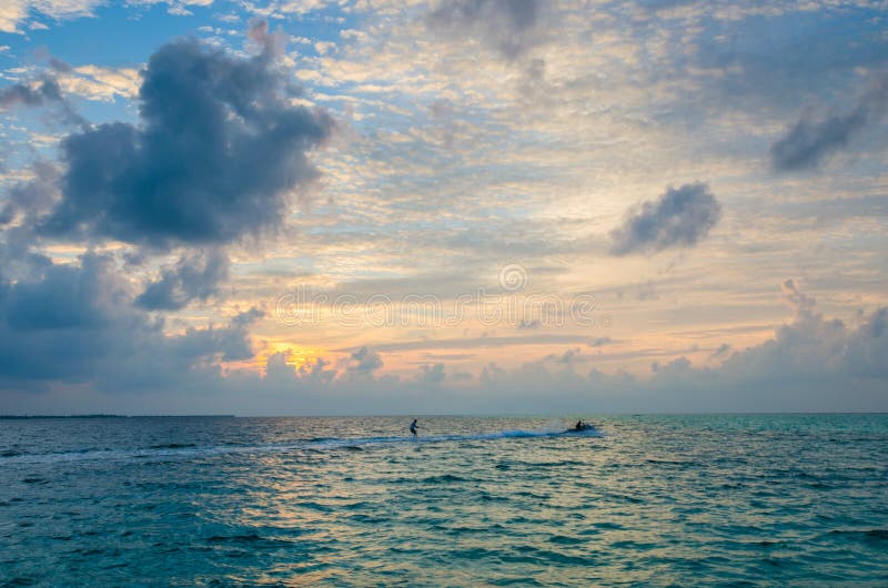 Wakeboarding at Sunset Time at Maldives Stock Photo - Image of maldives ...