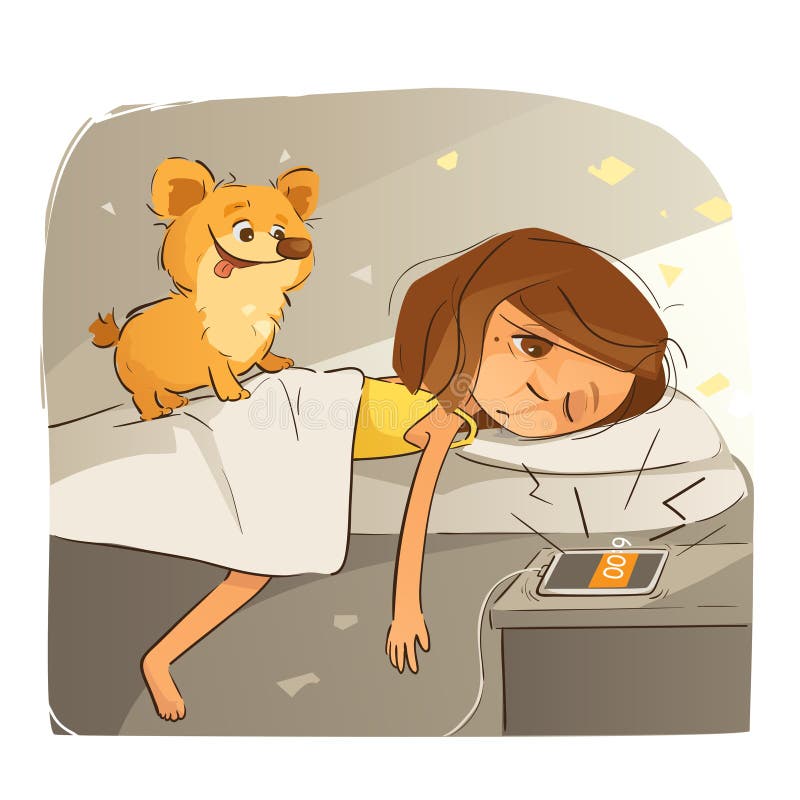 Waking up at 6 am stock vector. Illustration of morning - 127639259