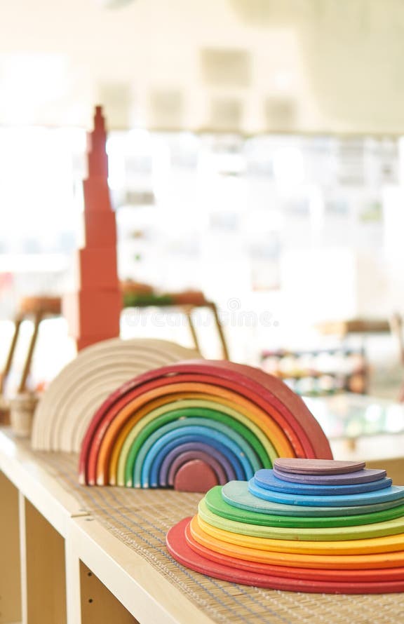 Waldorf Rainbow and Semicircle Toy Stock Photo - Image of home, child ...