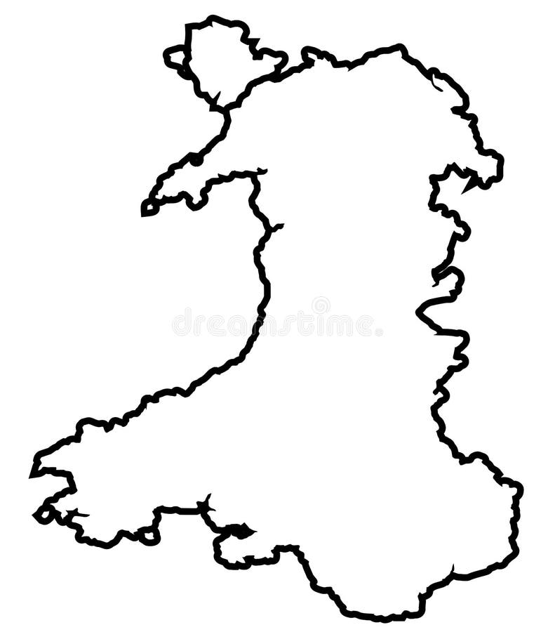 Black outline of Wales map stock vector. Illustration of modern - 166995039